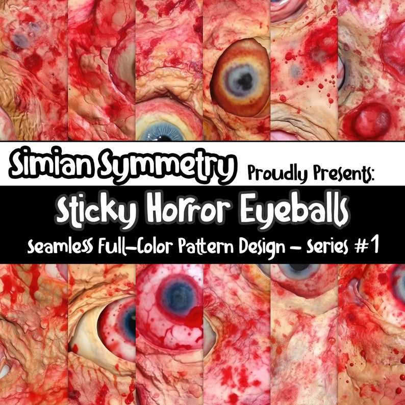 Sticky Horror Eyeballs Digital Paper Instant Download Seamless Patterns ...