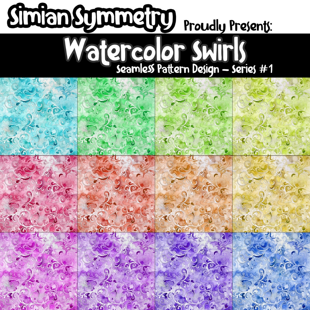 DIGITAL PAPER Watercolor Swirls Series 1 | Seamless Designs | Twelve ...