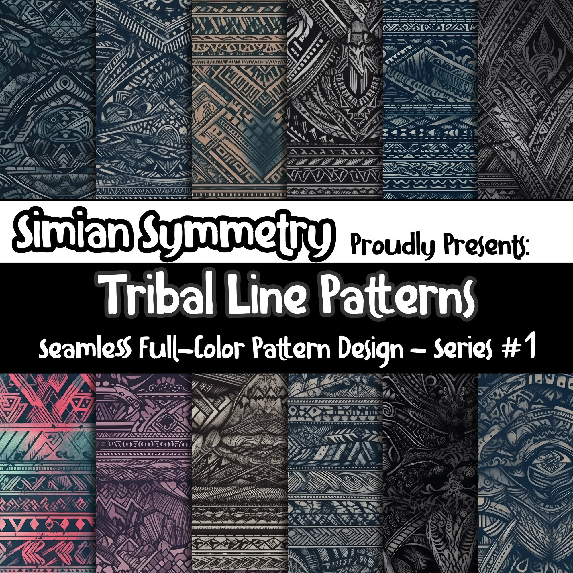 DIGITAL PAPER Tribal Line Patterns Series 1 | Seamless Designs | Twelve ...