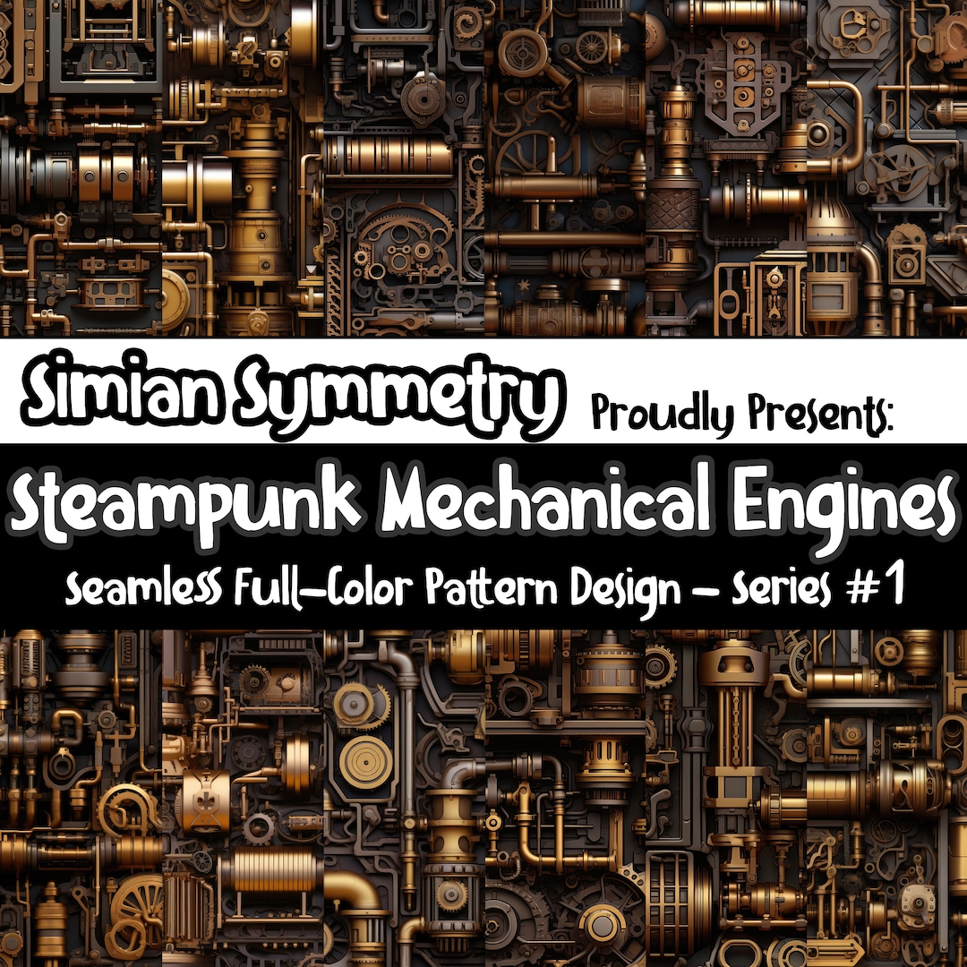 Steampunk Mechanical Engines | Instant Download | Seamless Patterns ...