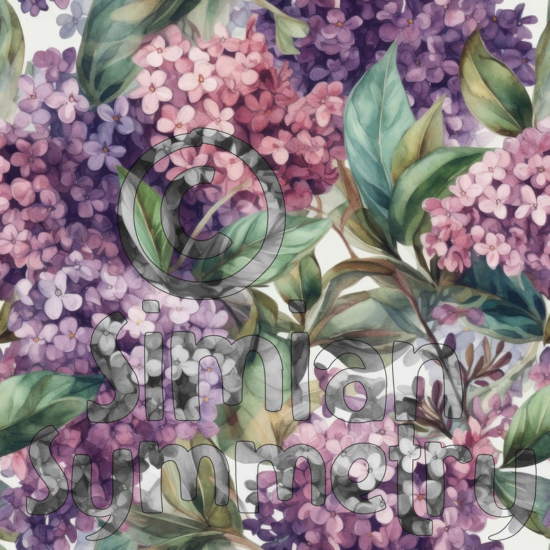 Watercolor Lilacs Digital Paper Watercolor Lilacs Seamless Watercolor ...