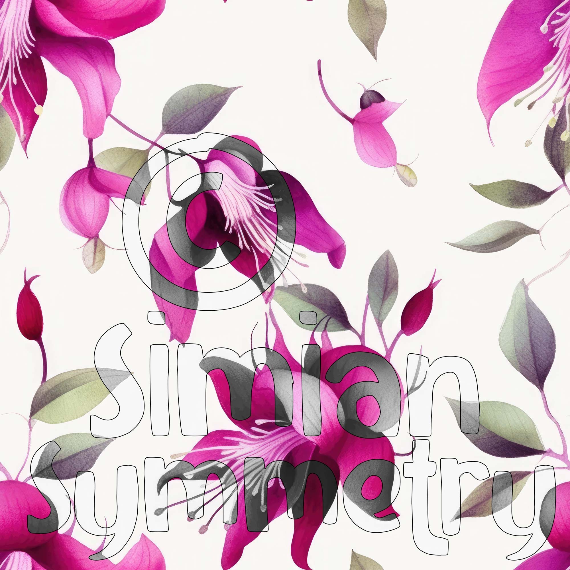 DIGITAL PAPER Watercolor Fuchsia Series 1 Seamless Designs Twelve ...
