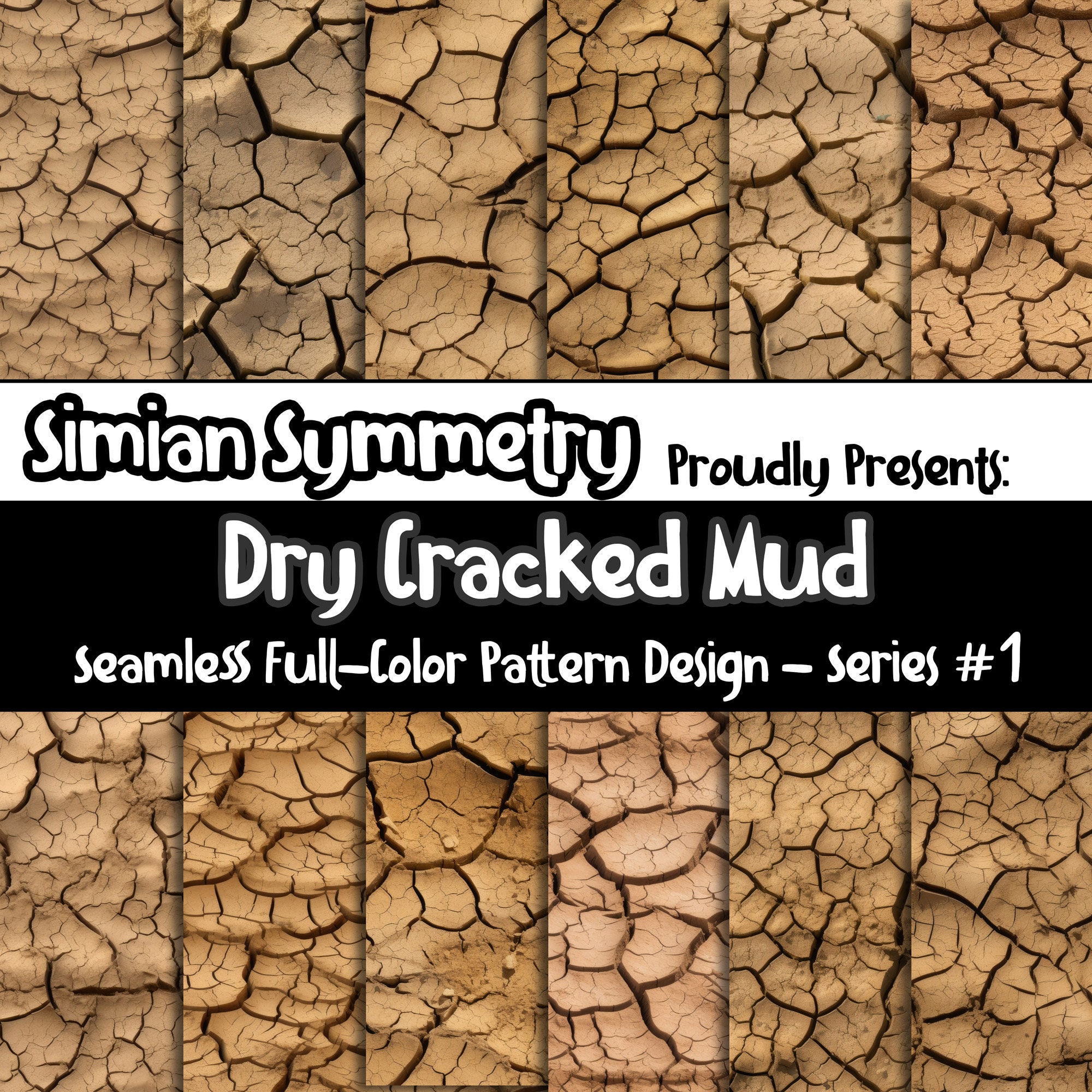 DIGITAL PAPER Dry Cracked Mud Series 1 Seamless Designs Twelve Colorful ...