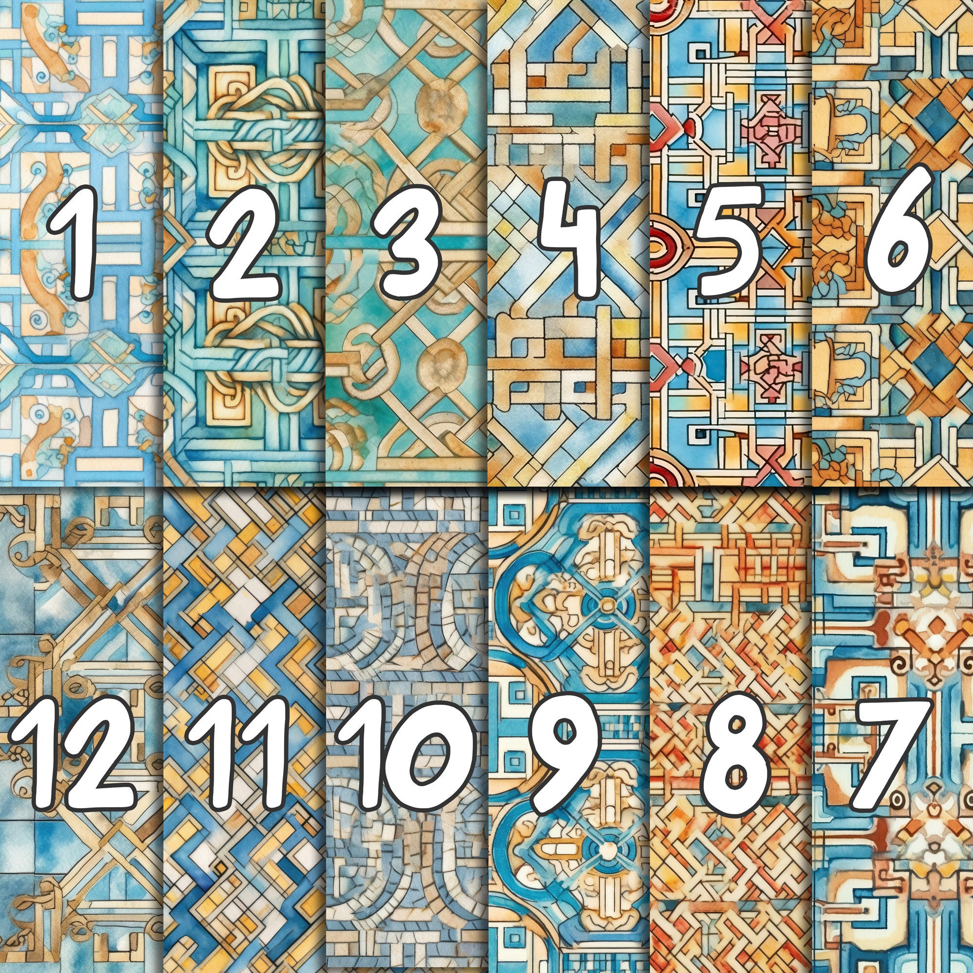 DIGITAL PAPER Roman Mosaic Tile Series 1 Seamless Designs - Etsy