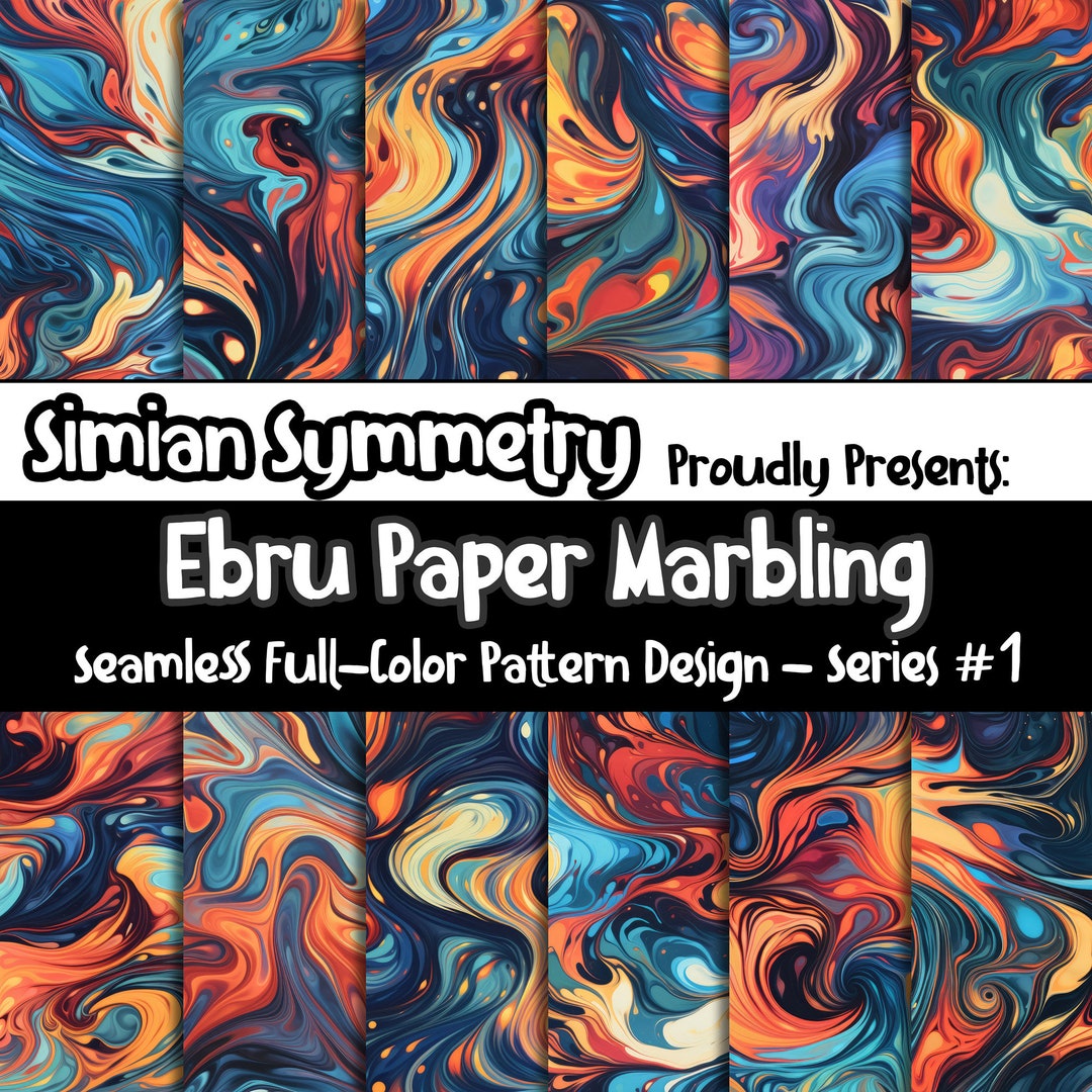 Ebru Paper Marbling Digital Paper | Instant Download | Seamless ...