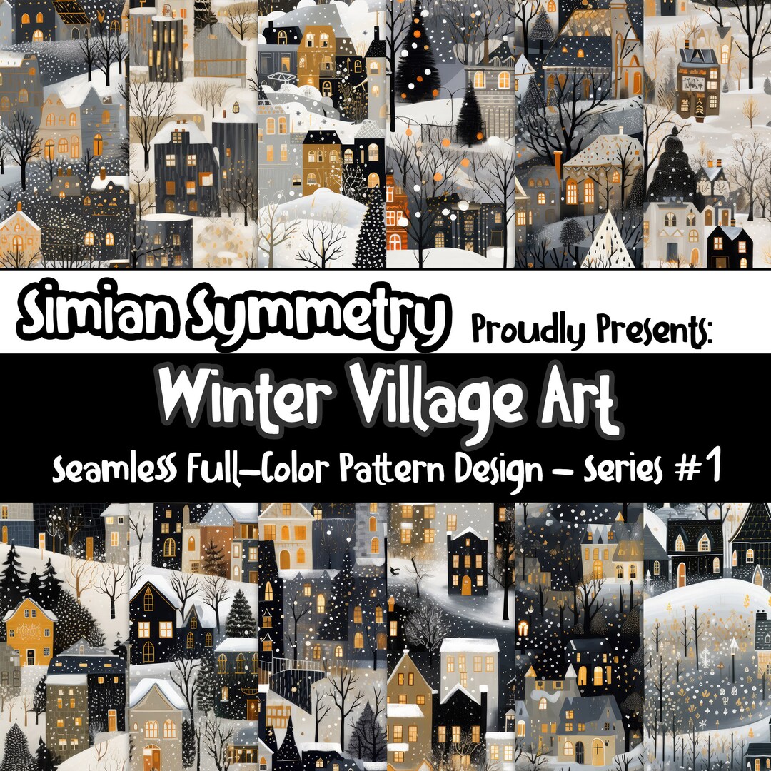 Winter Village Art Digital Illustrations | Instant Download | Seasonal ...