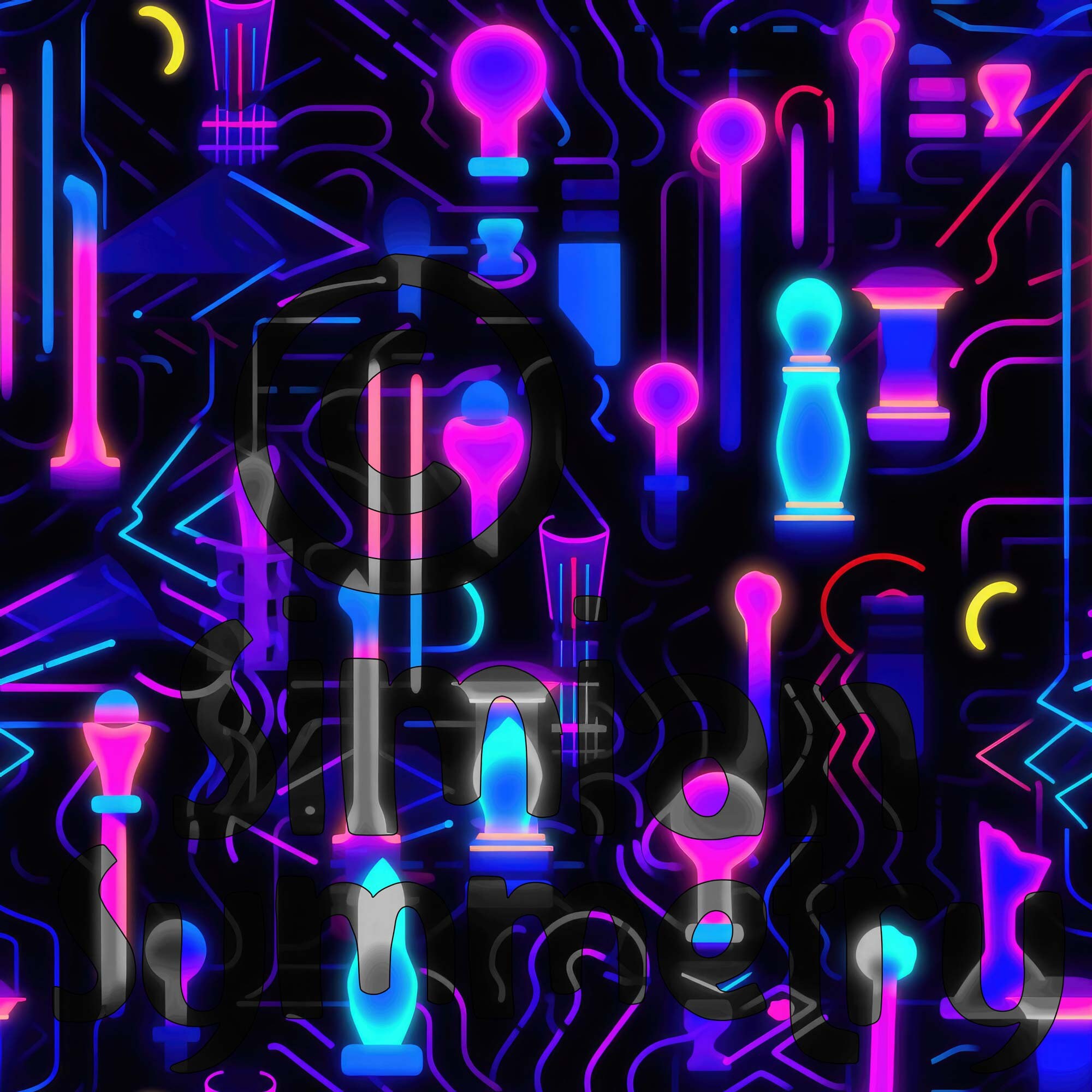 DIGITAL PAPER Blacklight Party Rave Series 1 Seamless Designs Twelve ...