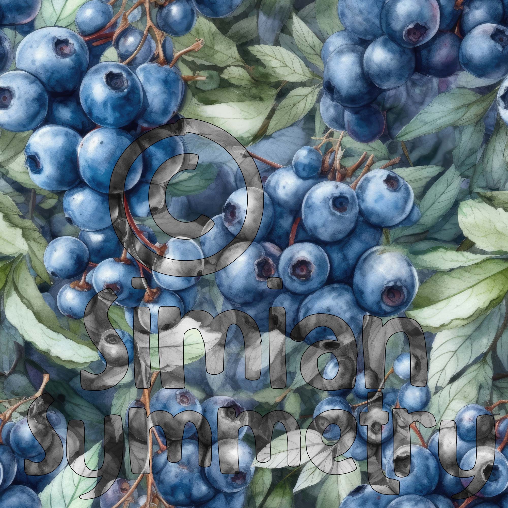 DIGITAL PAPER Blueberries Series 1 Seamless Designs Twelve Colorful ...