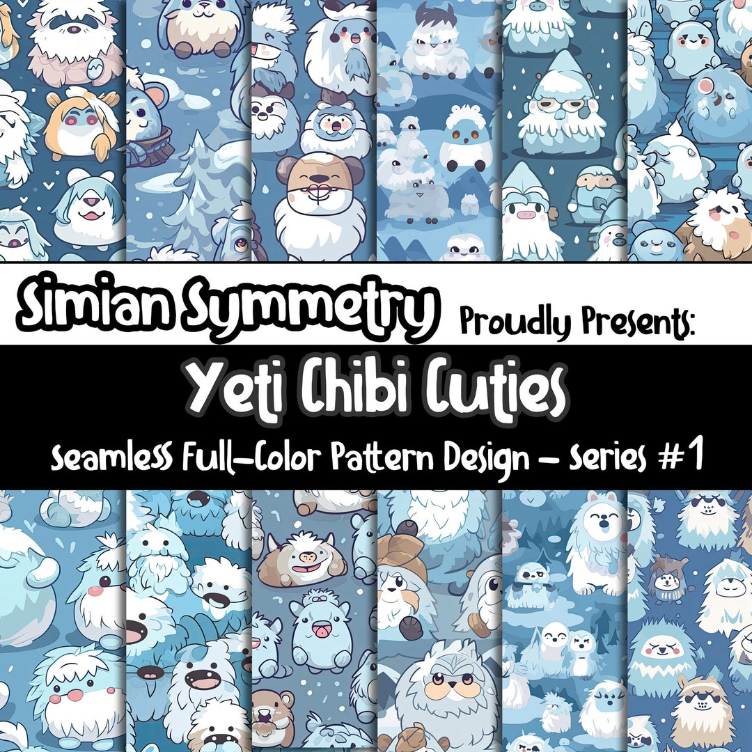 DIGITAL PAPER Yeti Chibi Cuties Series 1 Seamless Designs Twelve ...