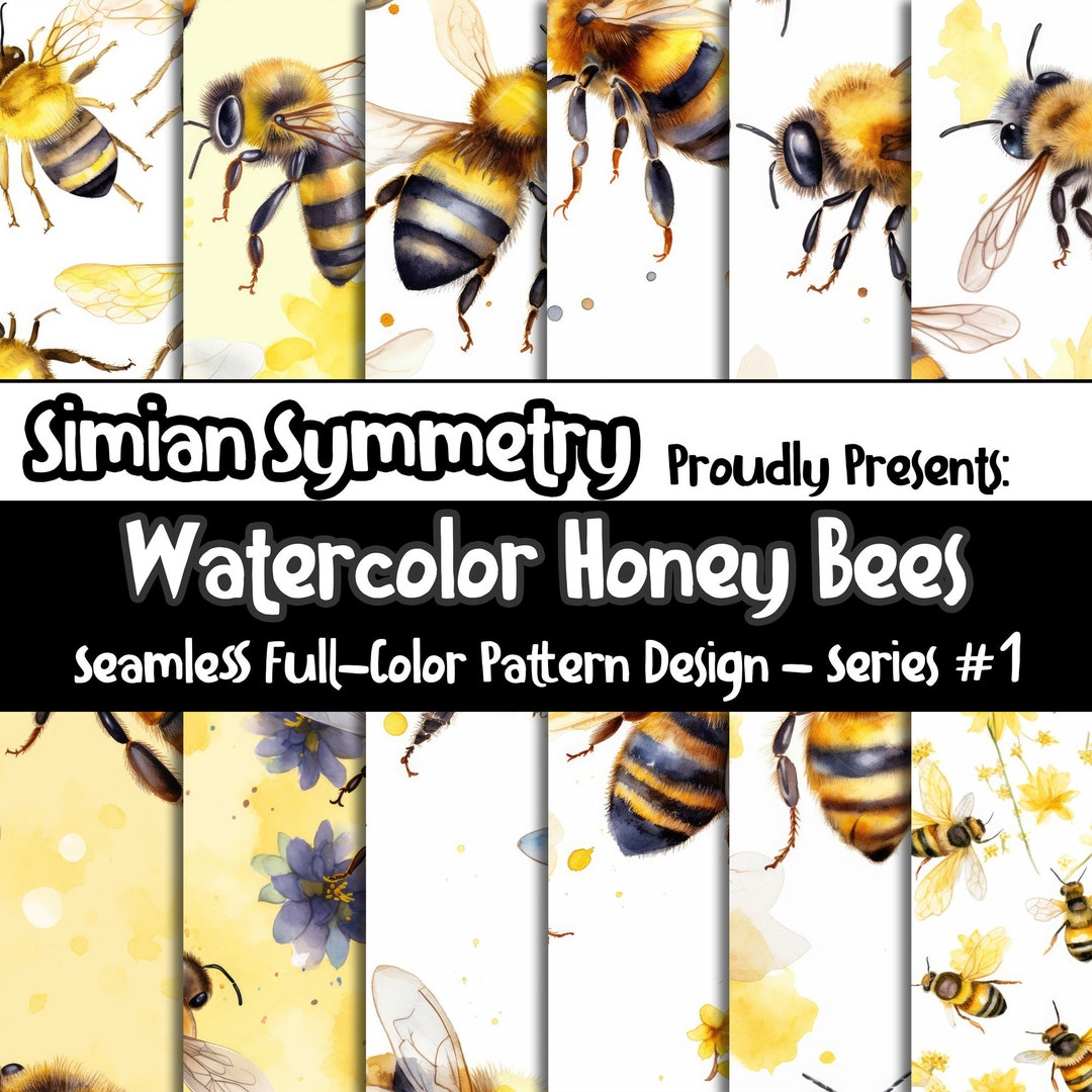 DIGITAL PAPER Watercolor Honey Bees Series 1 | Seamless Designs ...