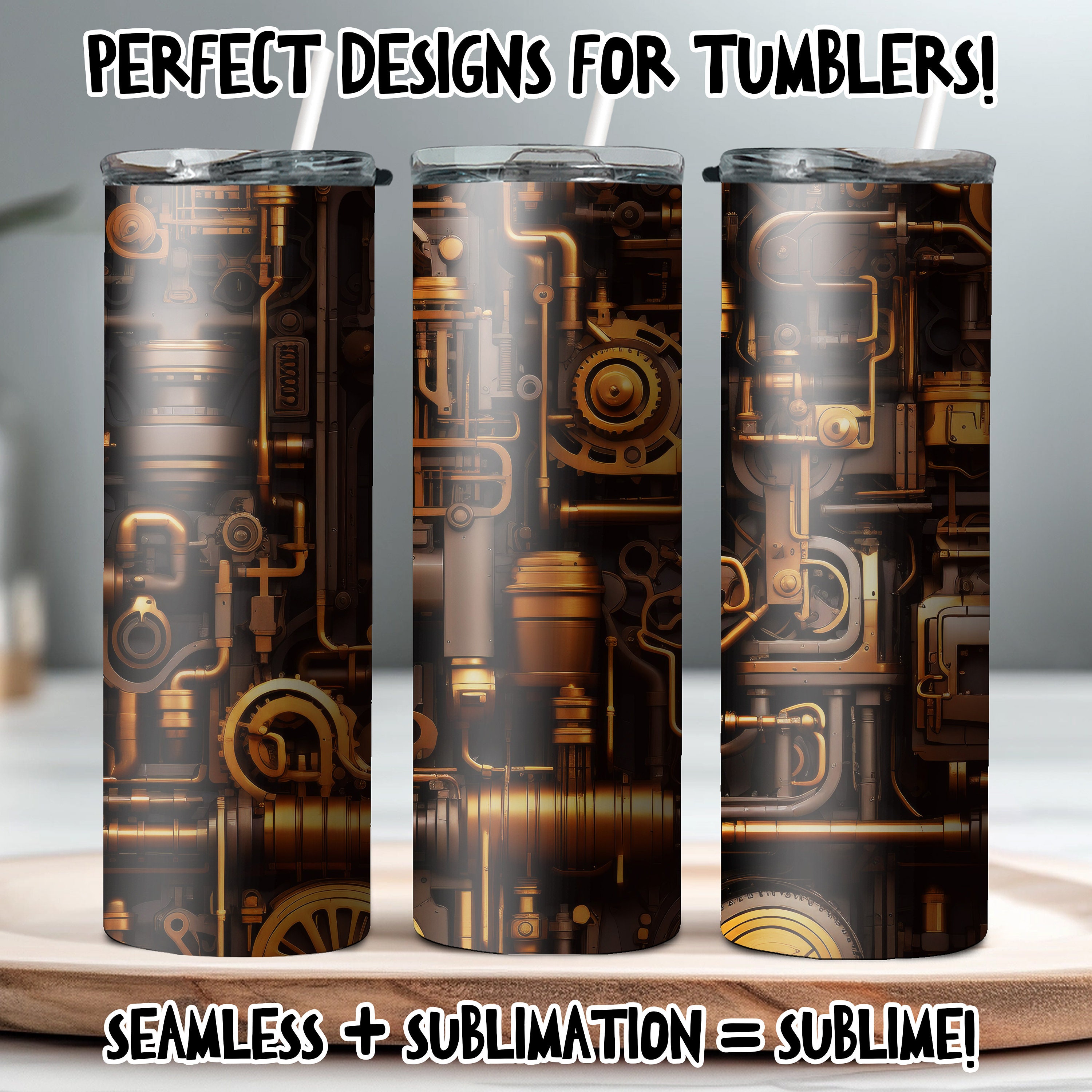 Steampunk Mechanical Engines Instant Download Seamless Patterns ...