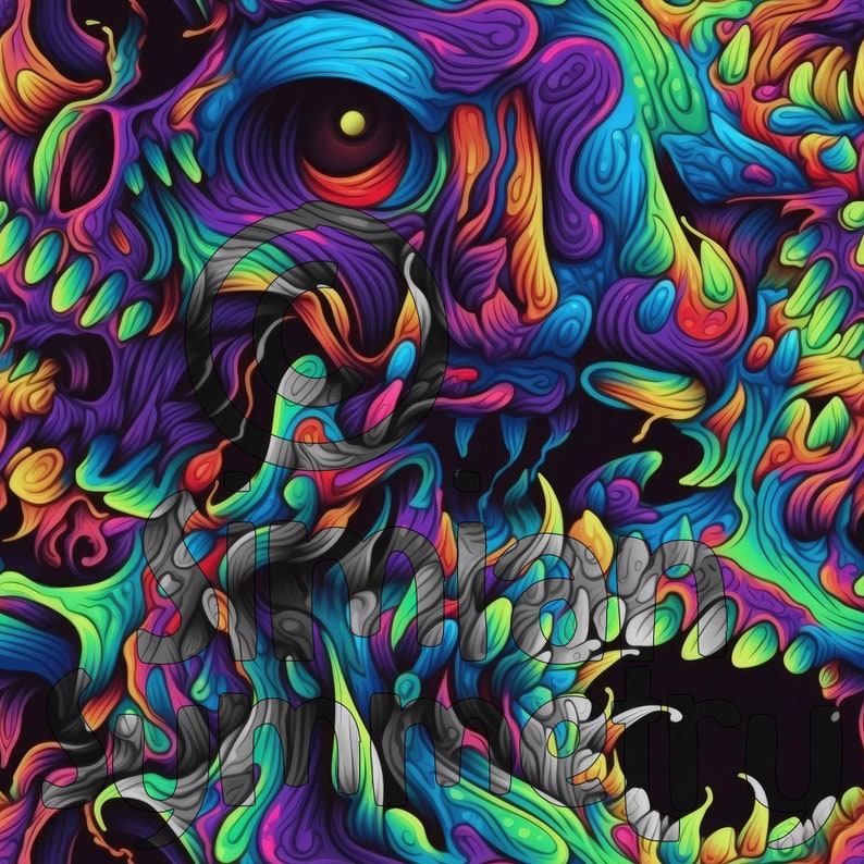 DIGITAL PAPER Psychedelic Trippy Skulls Series 1 Seamless Designs ...