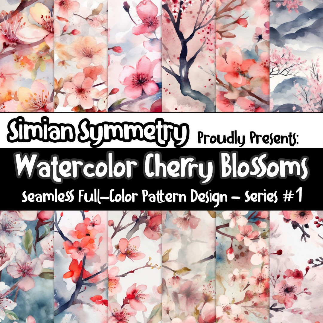 Watercolor Cherry Blossoms Digital Paper | Cherry Blossoms Seamless ...