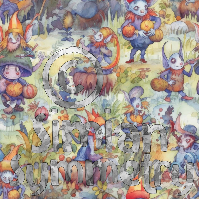 DIGITAL PAPER Goblins Trolls Series 1 Seamless Designs Twelve Colorful ...