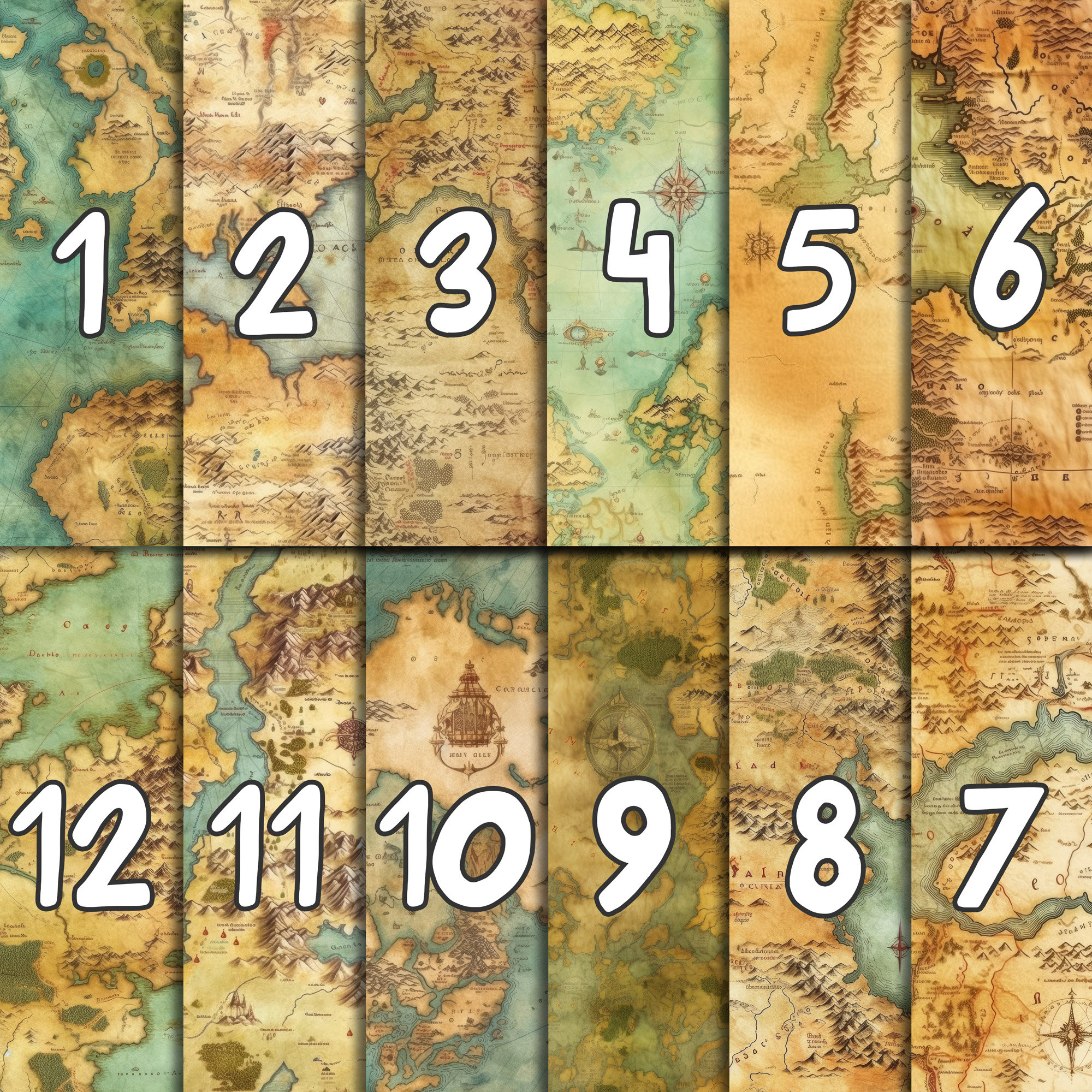 DIGITAL PAPER Aged Oldworld Fantasy Maps Series 1 Seamless - Etsy