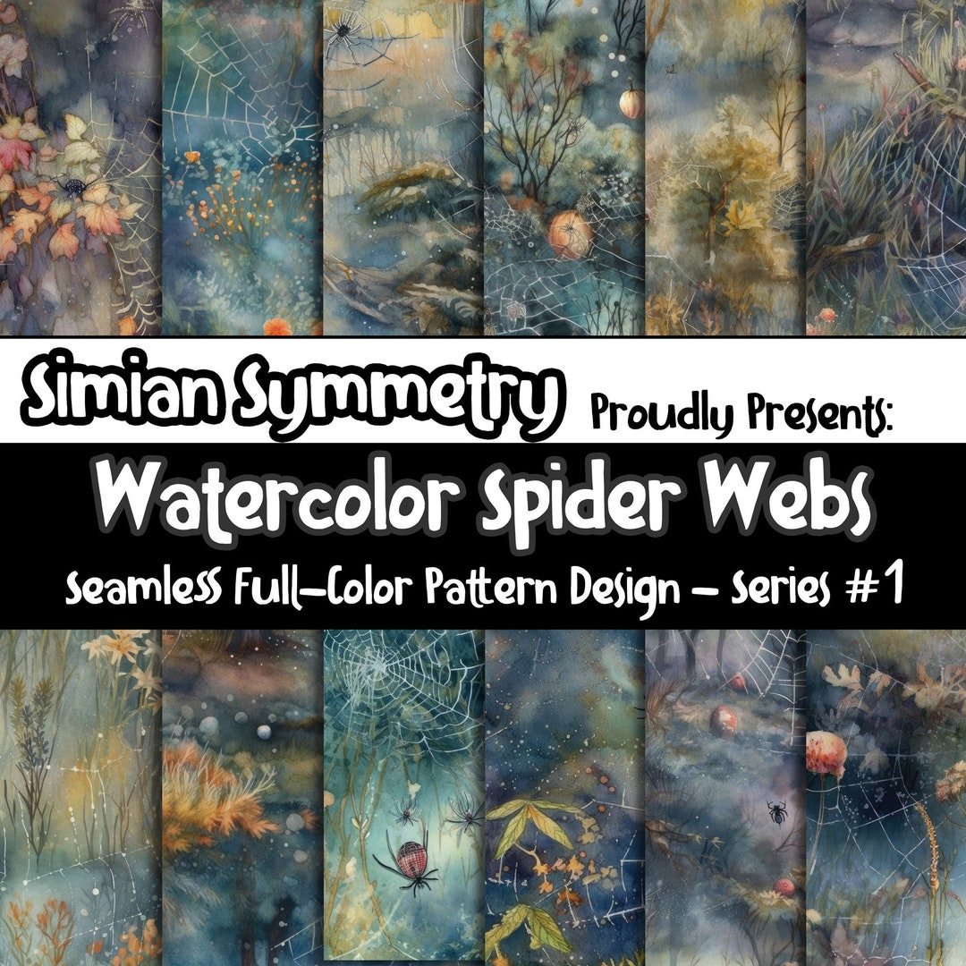 DIGITAL PAPER Spider Webs Series 1 | Seamless Designs | Twelve Colorful ...