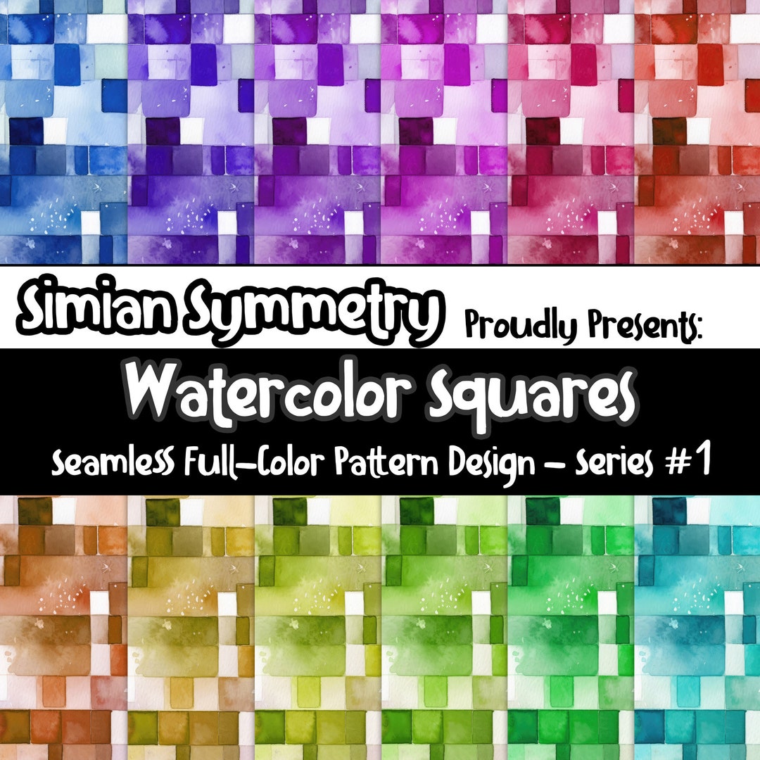 DIGITAL PAPER Watercolor Squares Series 1 | Seamless Designs | Twelve ...