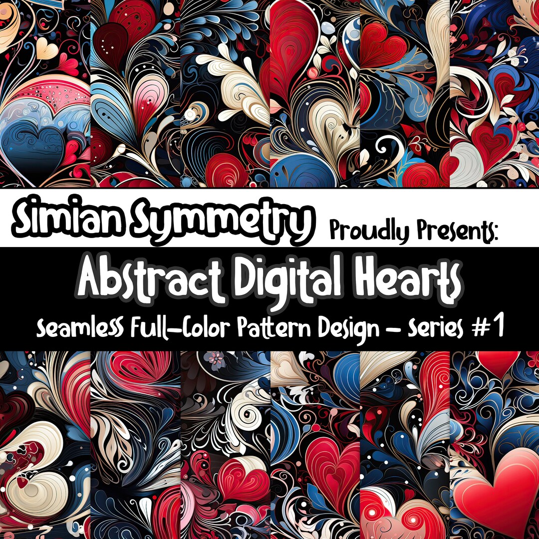 Abstract Hearts Digital Paper | Instant Download | Seamless Patterns ...