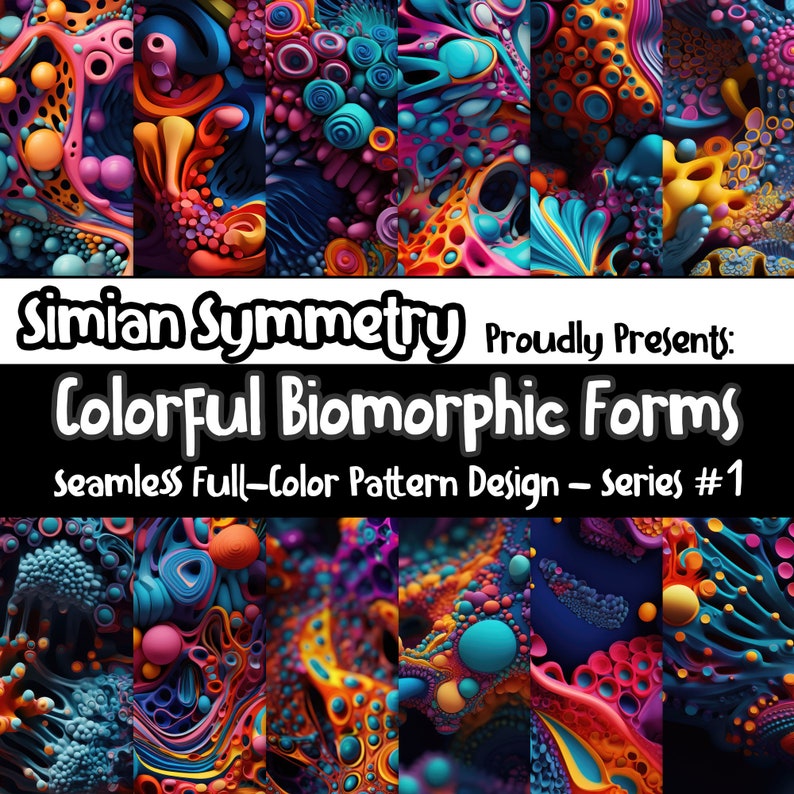 Colorful Biomorphic Forms | Instant Download | Seamless Patterns ...