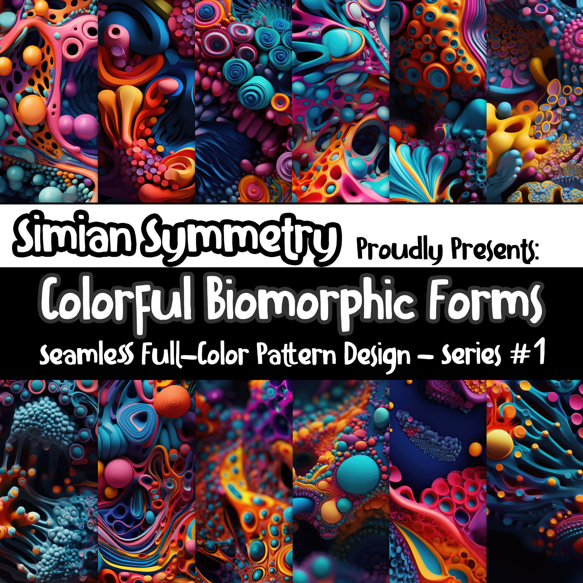 Colorful Biomorphic Forms | Instant Download | Seamless Patterns ...