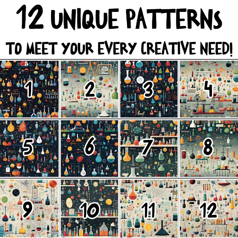 Symbols of Science Digital Art Instant Download Seamless Patterns ...