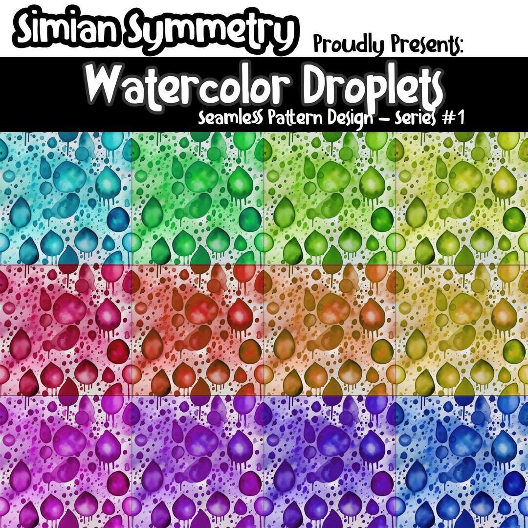 DIGITAL PAPER Watercolor Droplets Series 1 | Seamless Designs | Twelve ...