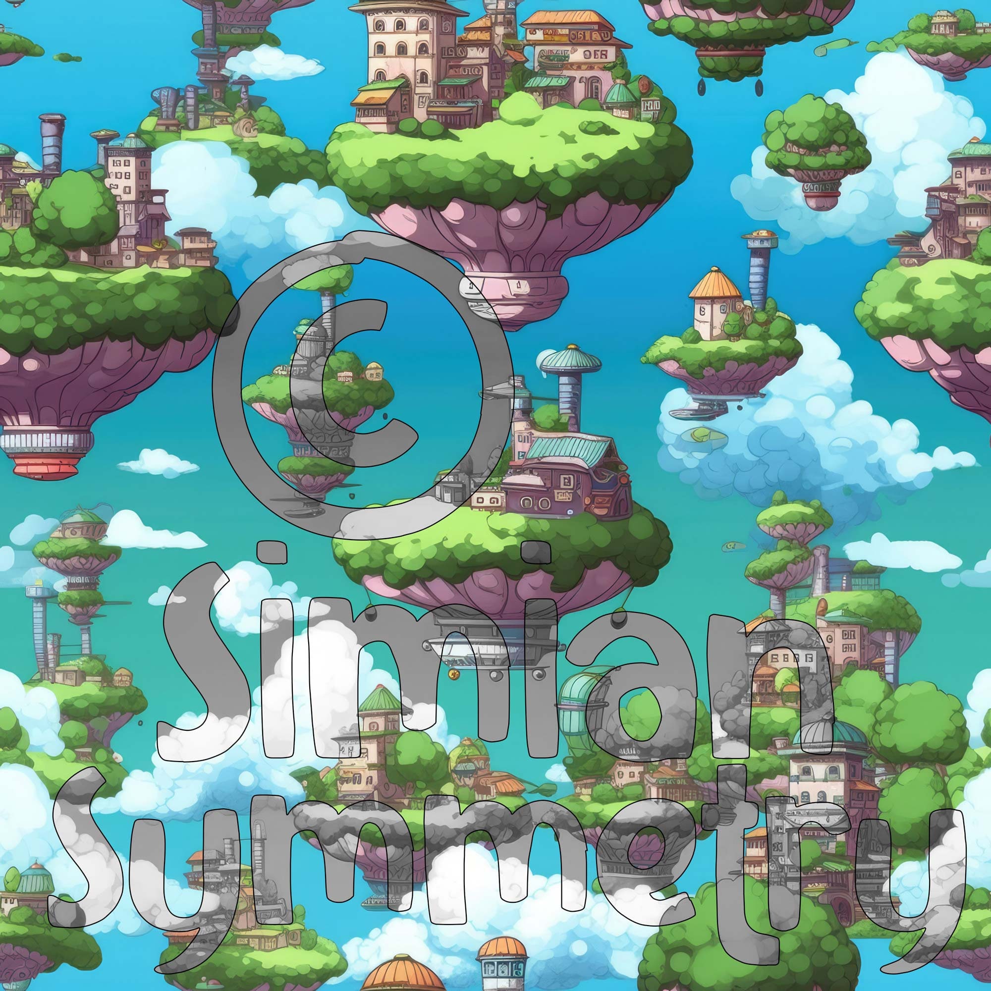 DIGITAL PAPER Anime Floating Islands Series 1 | Seamless Designs ...