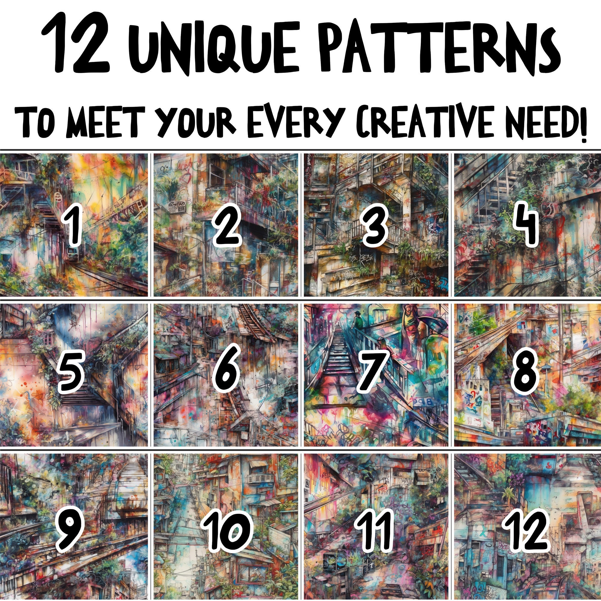 DIGITAL PAPER Urban Graffiti Series 1 | Seamless Designs | Twelve ...