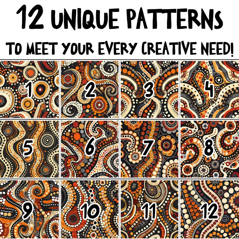 Australian Dreamtime Art Inspired Digital Paper | Instant Download ...