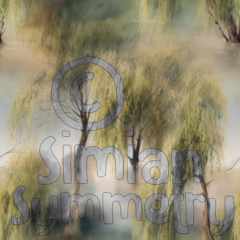 DIGITAL PAPER Weeping Willows Series 1 Seamless Designs Twelve Colorful ...