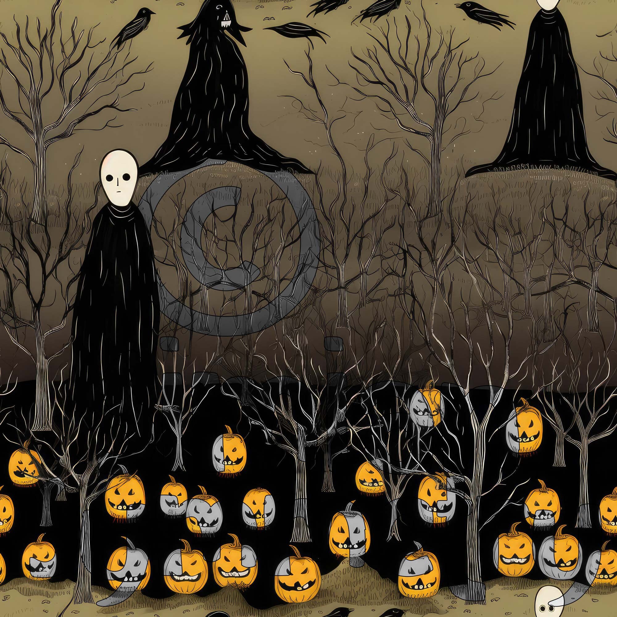 Vintage Halloween Scenes Digital Paper Instant Download Seamless ...