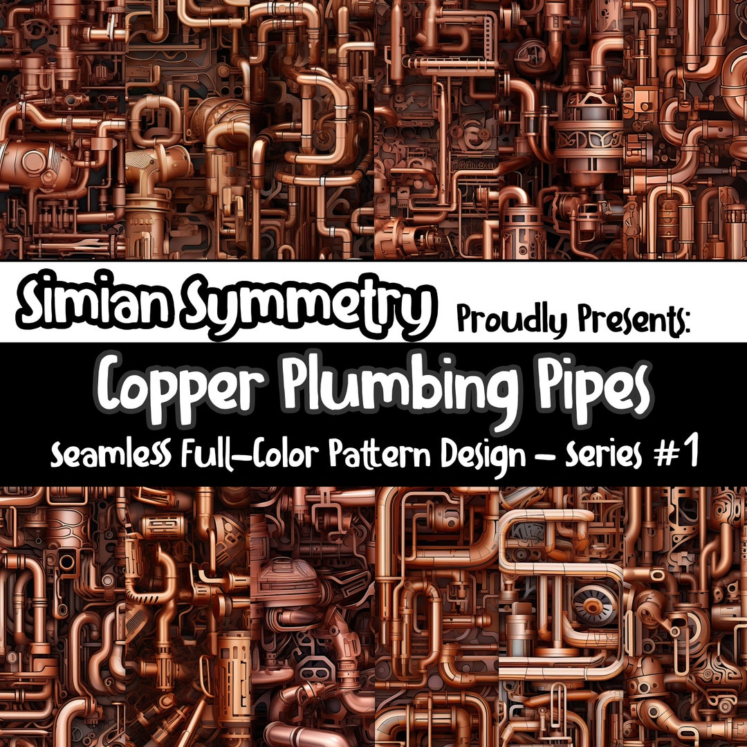 Copper Plumbing Pipes Steampunk | Instant Download | Seamless Patterns ...