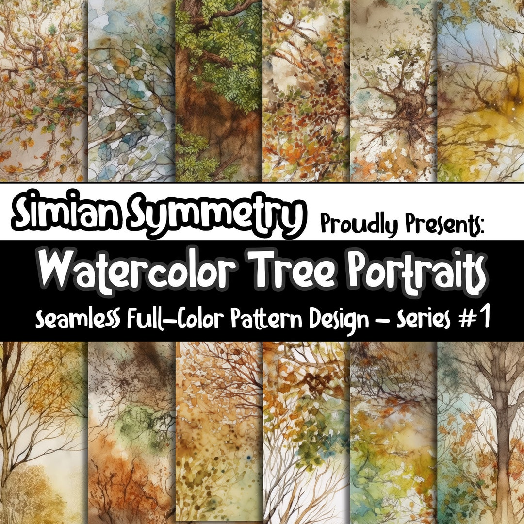 DIGITAL PAPER Tree Portraits Series 1 | Seamless Designs | Twelve ...