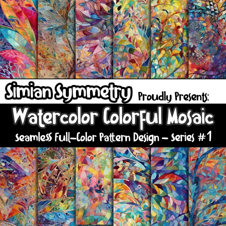 DIGITAL PAPER Colorful Mosaic Series 1 Seamless Designs Twelve Colorful ...