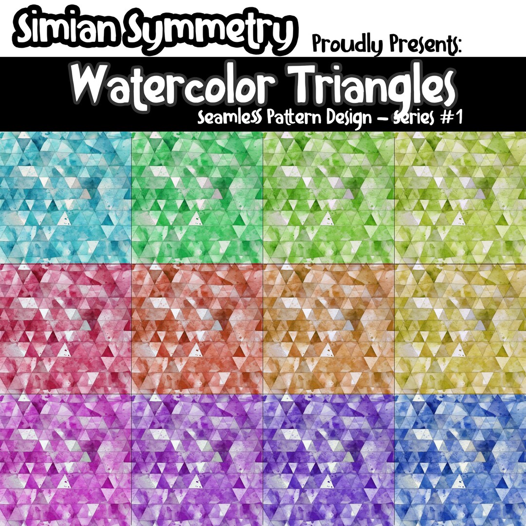 DIGITAL PAPER Watercolor Triangles Series 1 | Seamless Designs | Twelve ...