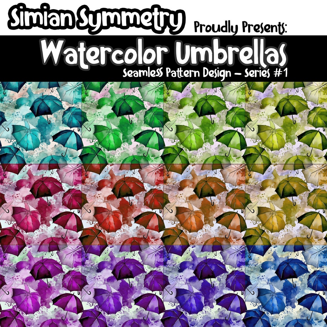 DIGITAL PAPER Watercolor Umbrellas Series 1 | Seamless Designs | Twelve ...