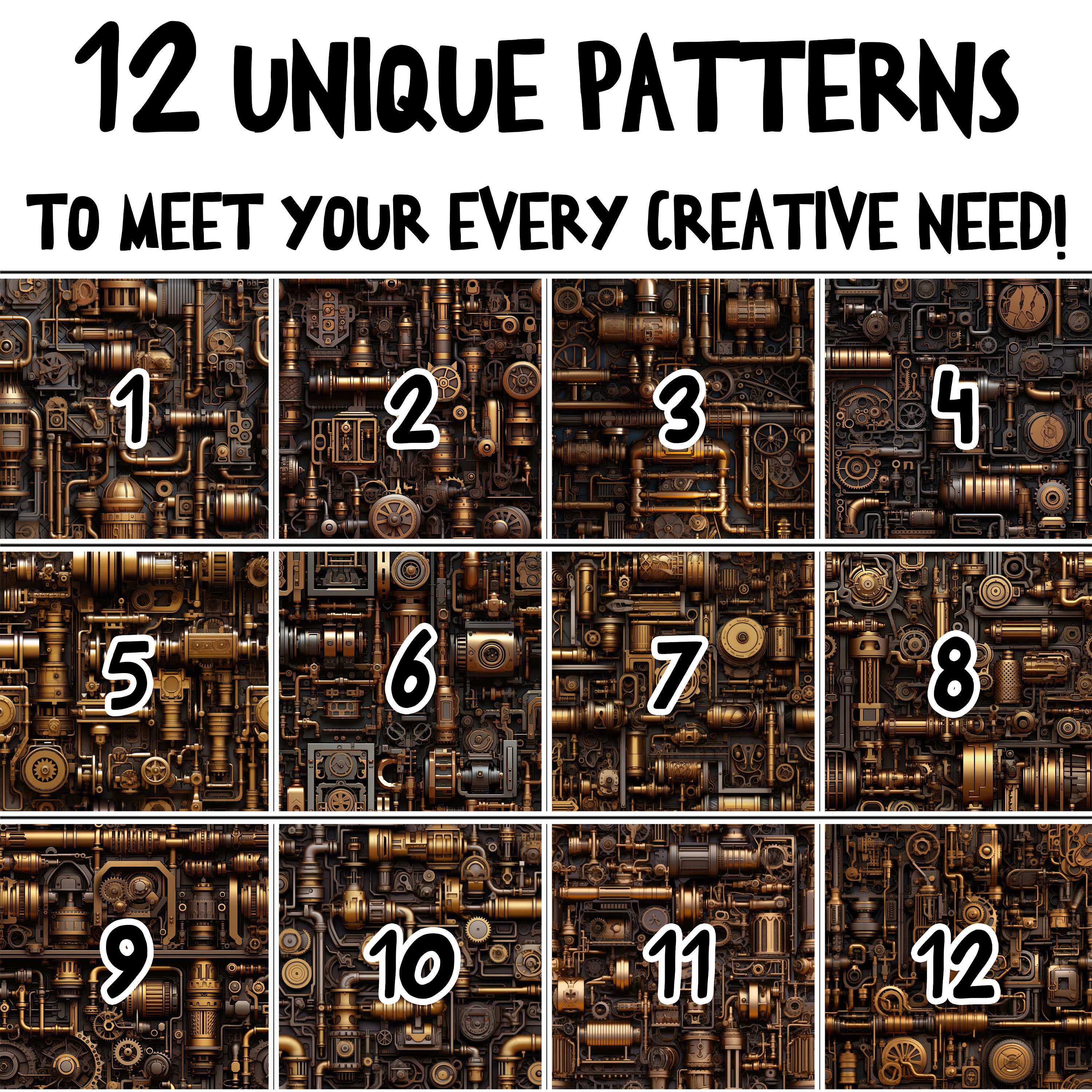 Steampunk Mechanical Engines Instant Download Seamless Patterns ...