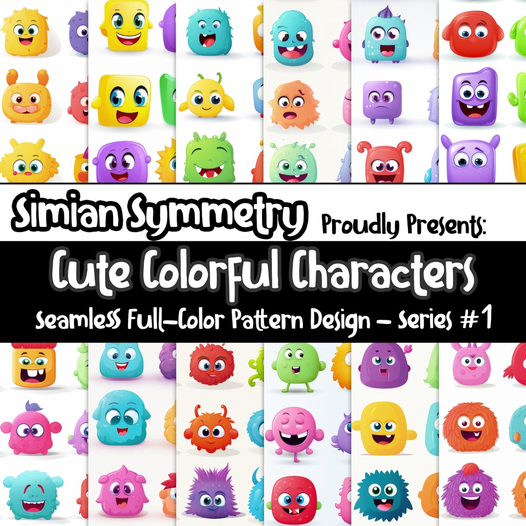Cute Colorful Characters Digital Paper | Instant Download | Seamless ...