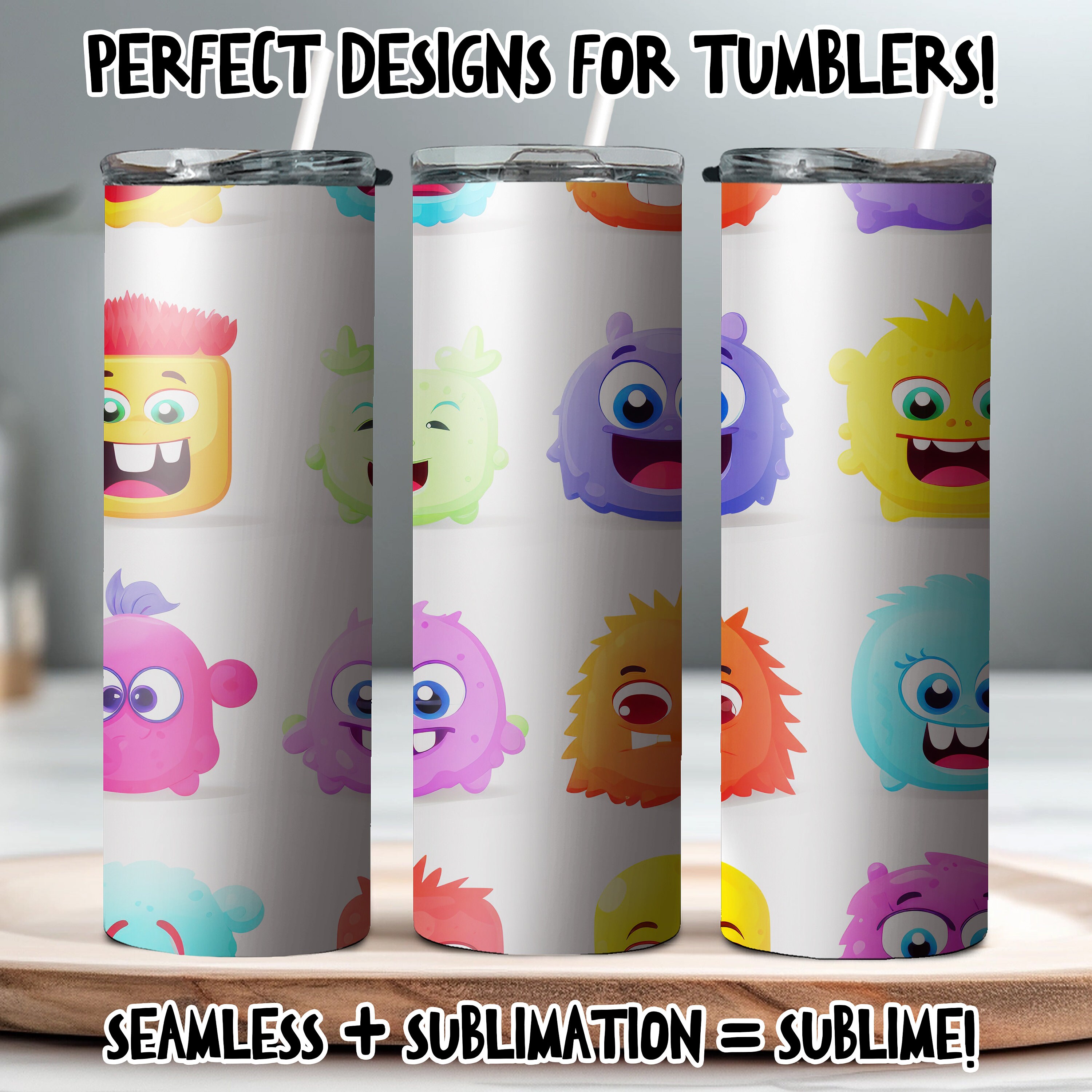 Cute Colorful Characters Digital Paper Instant Download Seamless ...