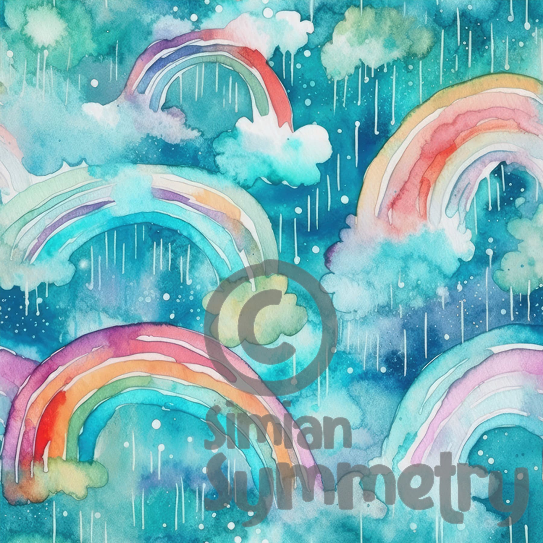 DIGITAL PAPER Watercolor Rainbows Series 1 | Seamless Designs | Twelve ...
