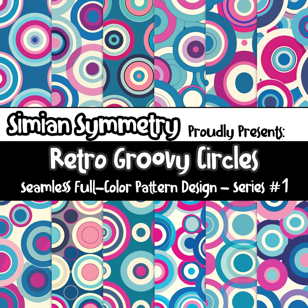 Groovy Retro Circles Pattern | Instant Download | Seamless Patterns ...