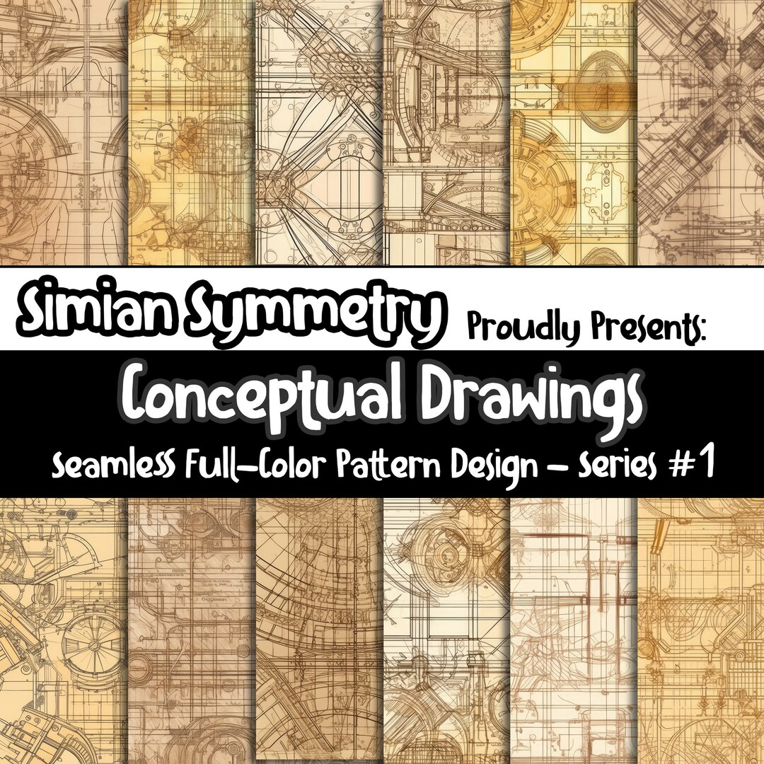 DIGITAL PAPER Conceptual Drawings Series 1 | Seamless Designs | Twelve ...
