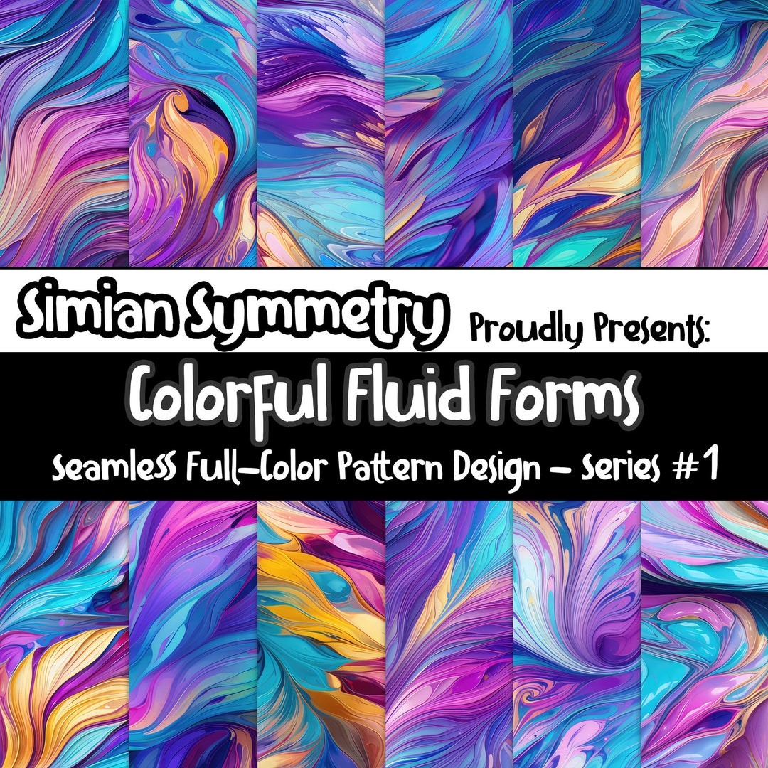 Colorful Fluid Forms Digital Art | Instant Download | Seamless Patterns ...