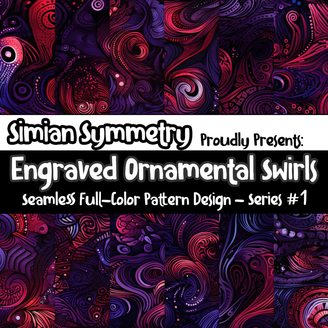 Engraved Ornamental Swirls Digital Art | Instant Download | Seamless ...
