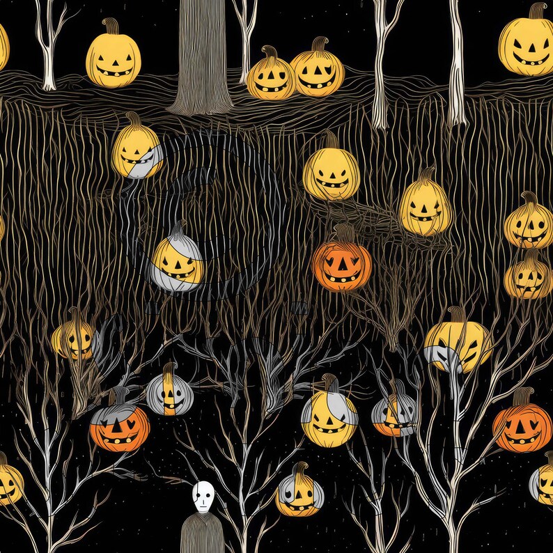 Vintage Halloween Scenes Digital Paper Instant Download Seamless ...