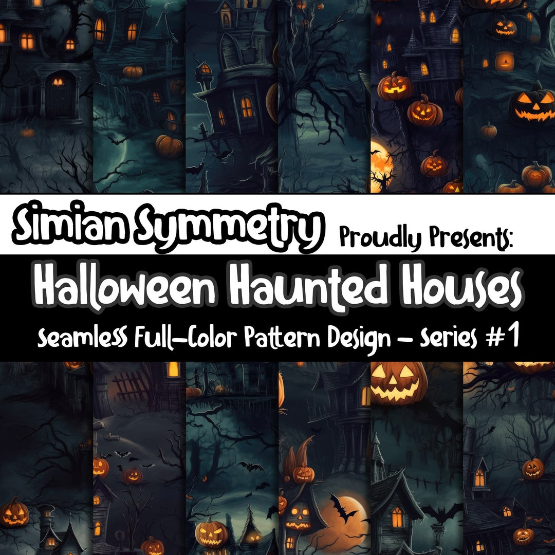 DIGITAL PAPER Halloween Haunted Houses Series 1 | Seamless Designs ...