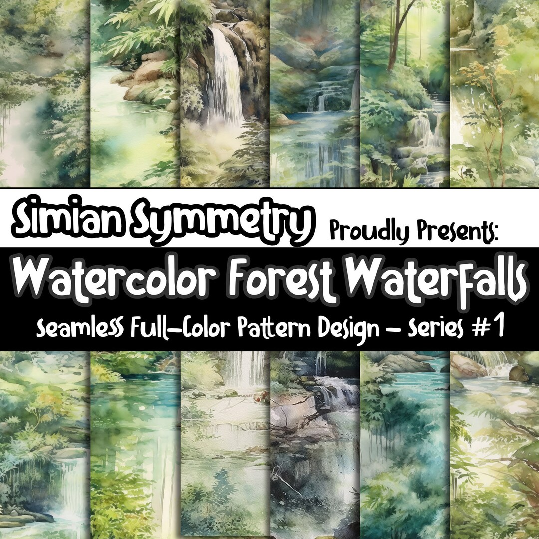 DIGITAL PAPER Forest Waterfalls Series 1 | Seamless Designs | Twelve ...