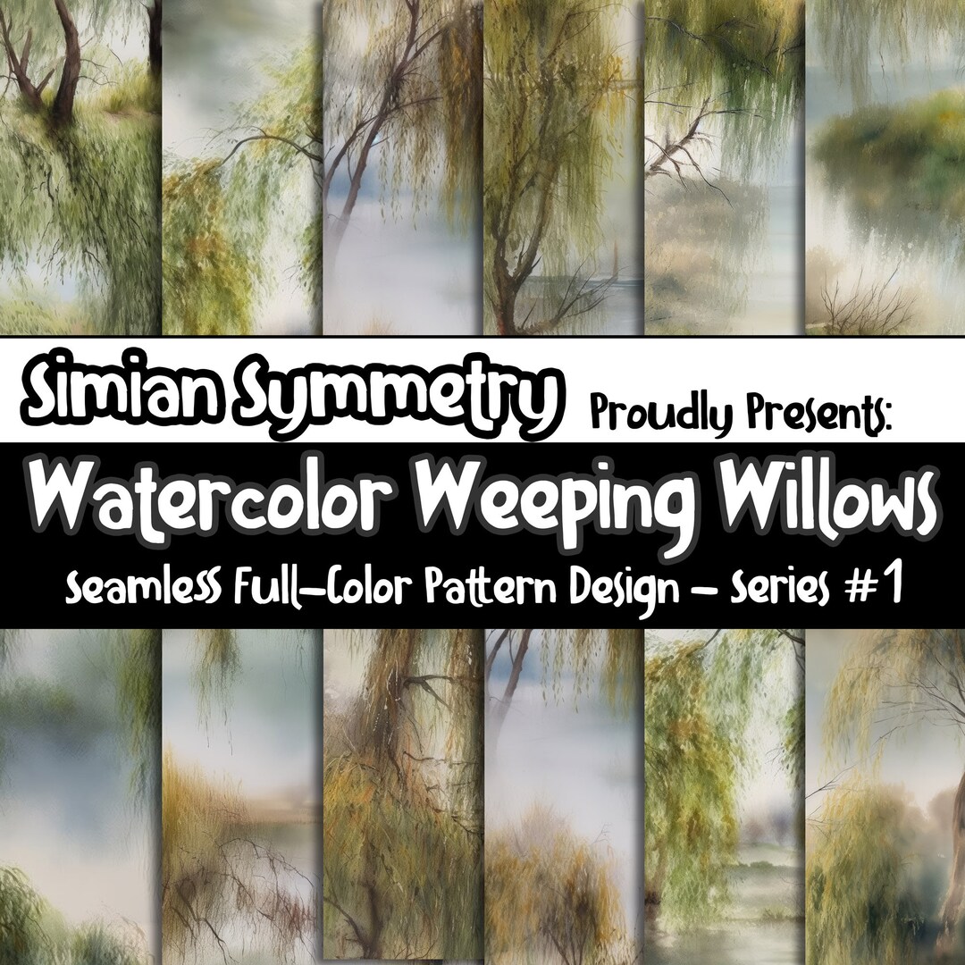 DIGITAL PAPER Weeping Willows Series 1 | Seamless Designs | Twelve ...