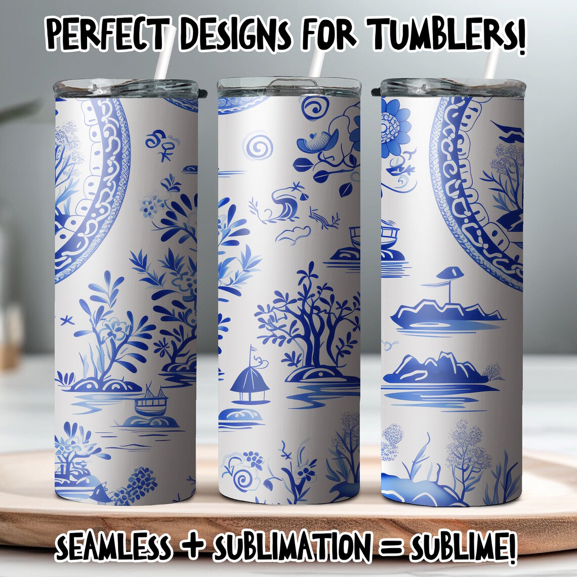 Blue Willow Dinnerware | Instant Download | Seamless Patterns ...