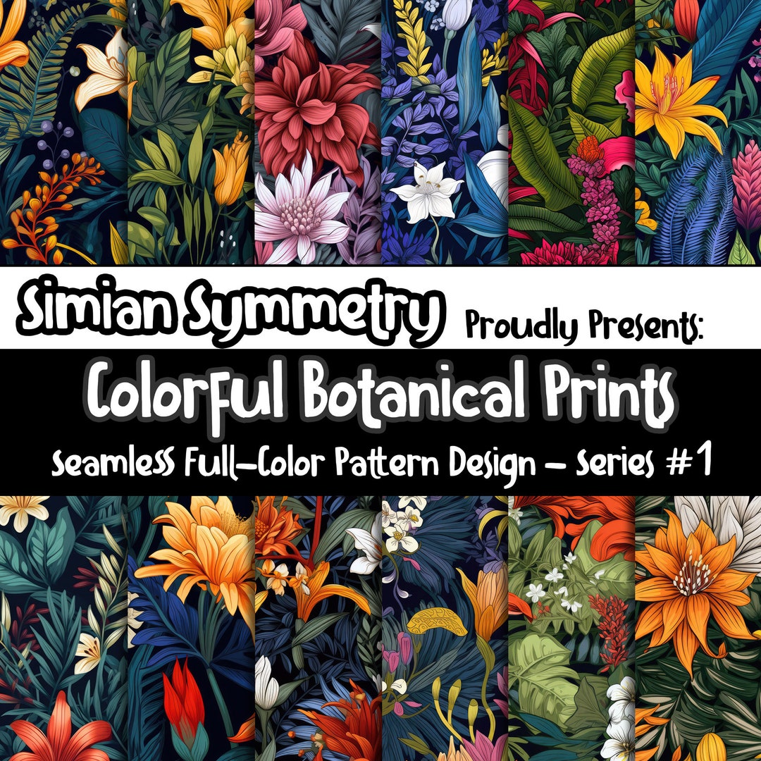Colorful Botanical Prints Digital Paper | Instant Download | Seamless ...